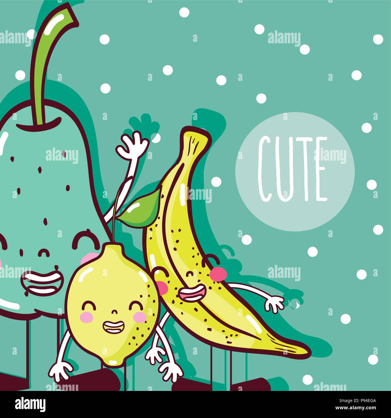 Cute and funny fruits friends vector illustration graphic design Stock ...