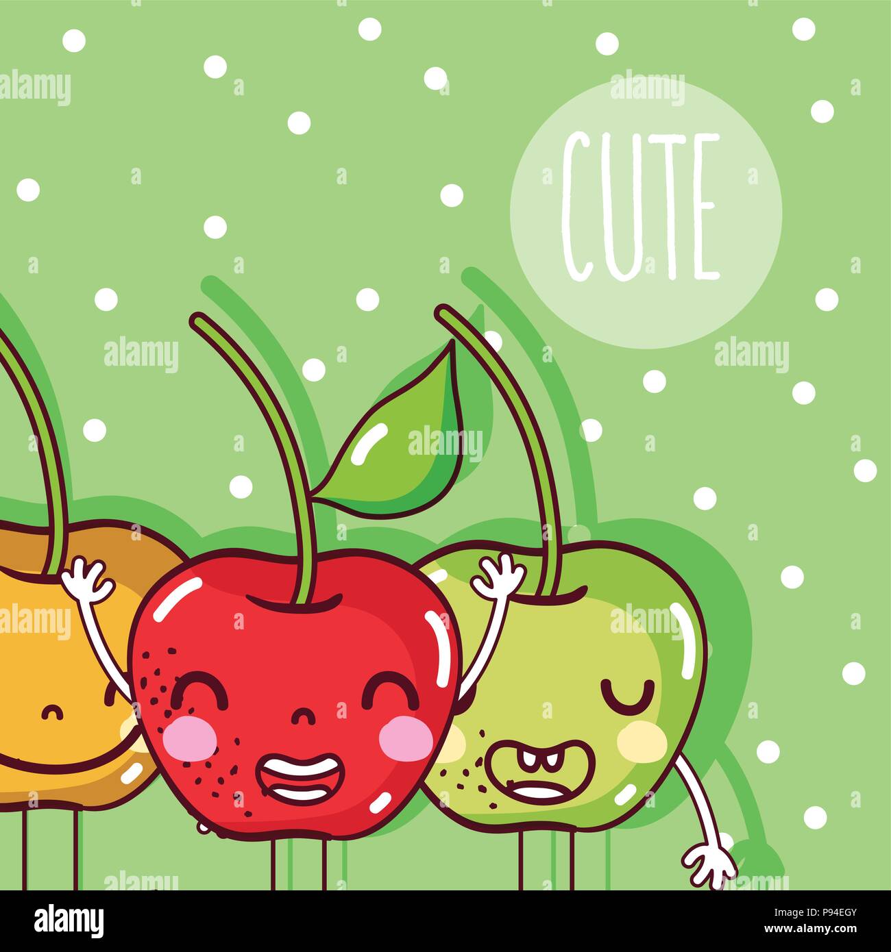 Cute apple friends fruits cartoons vector illustration graphic design ...