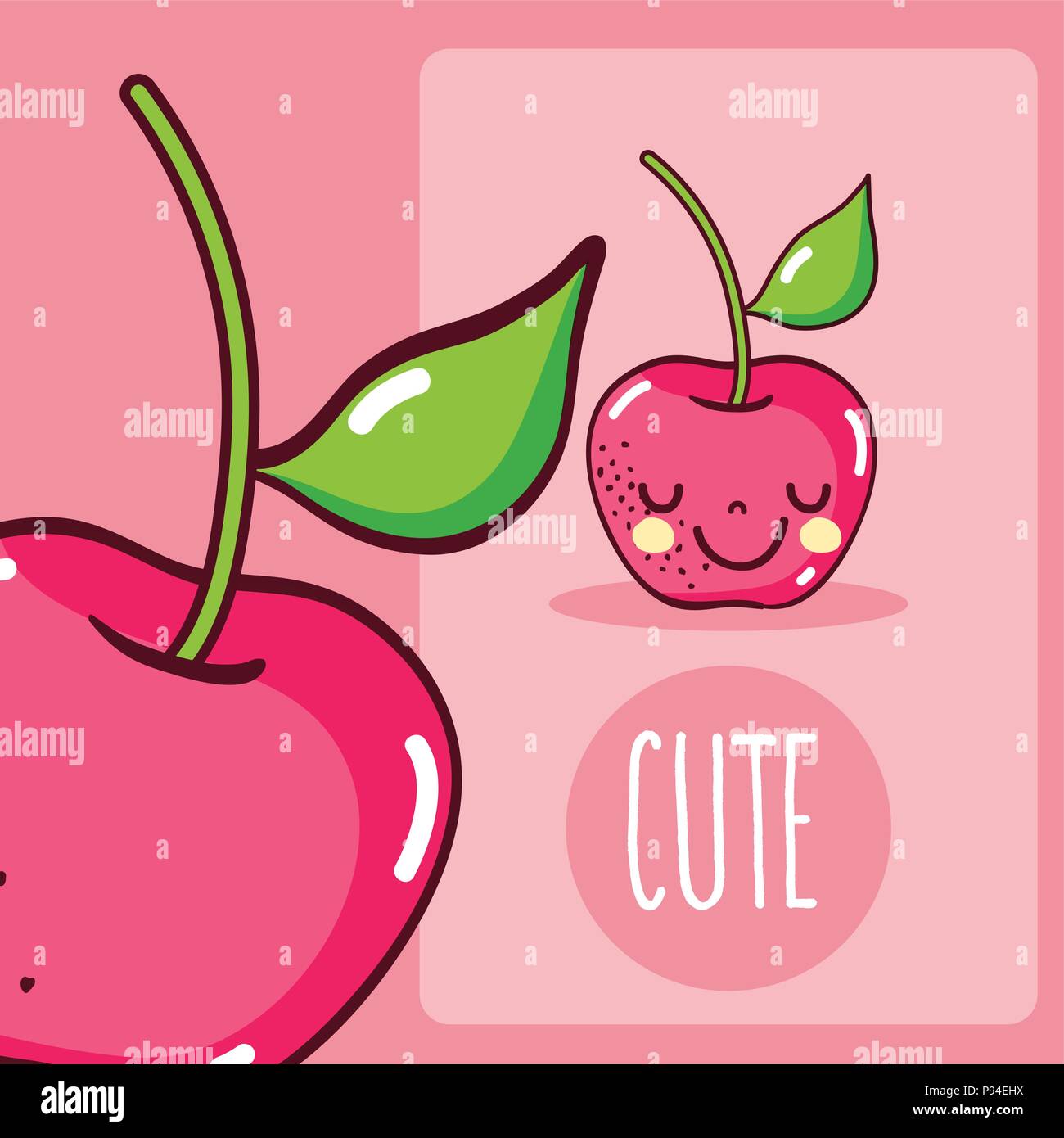 Cherry cute and funny cartoon vector illustration graphic design Stock ...