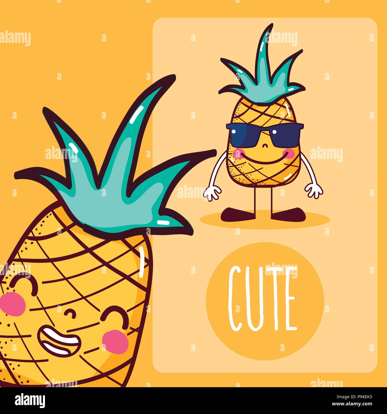 Pineapple cute and funny cartoon vector illustration graphic design ...