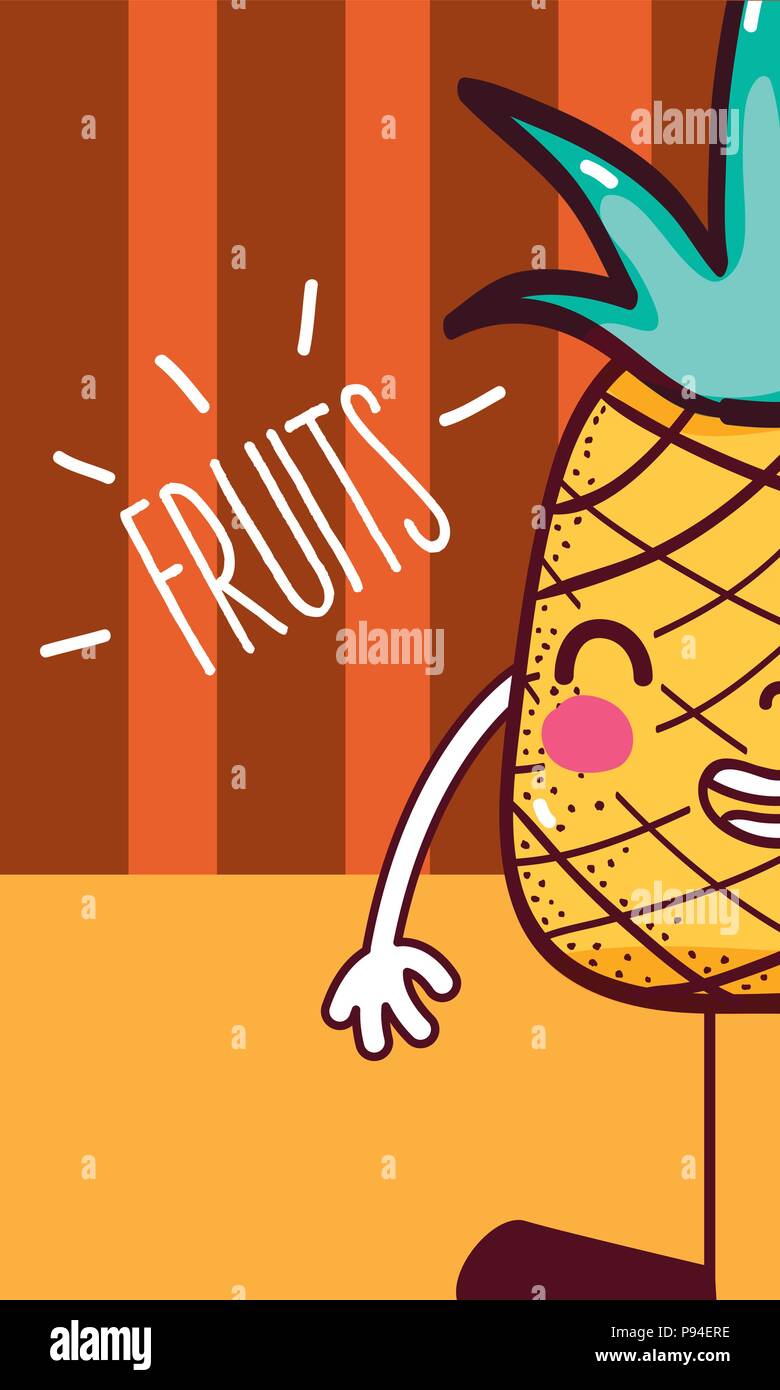 Pineapple cute and funny cartoon vector illustration graphic design ...