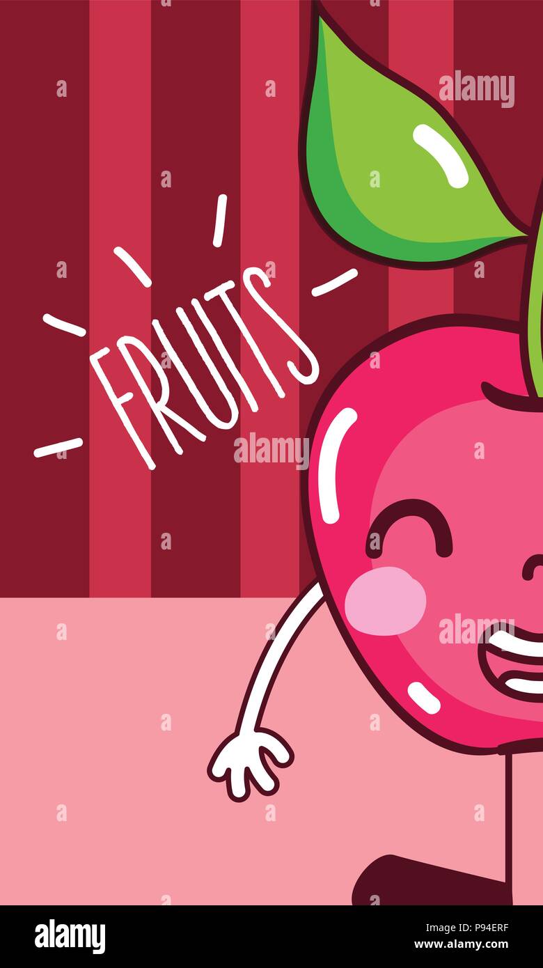 Apple cute and funny cartoon vector illustration graphic design Stock ...