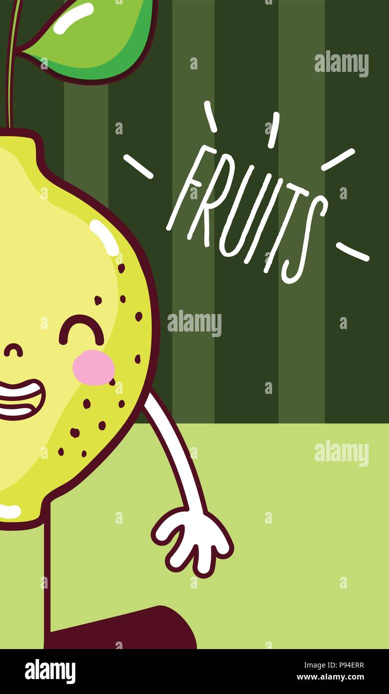 Lemon cute and funny cartoon vector illustration graphic design Stock ...