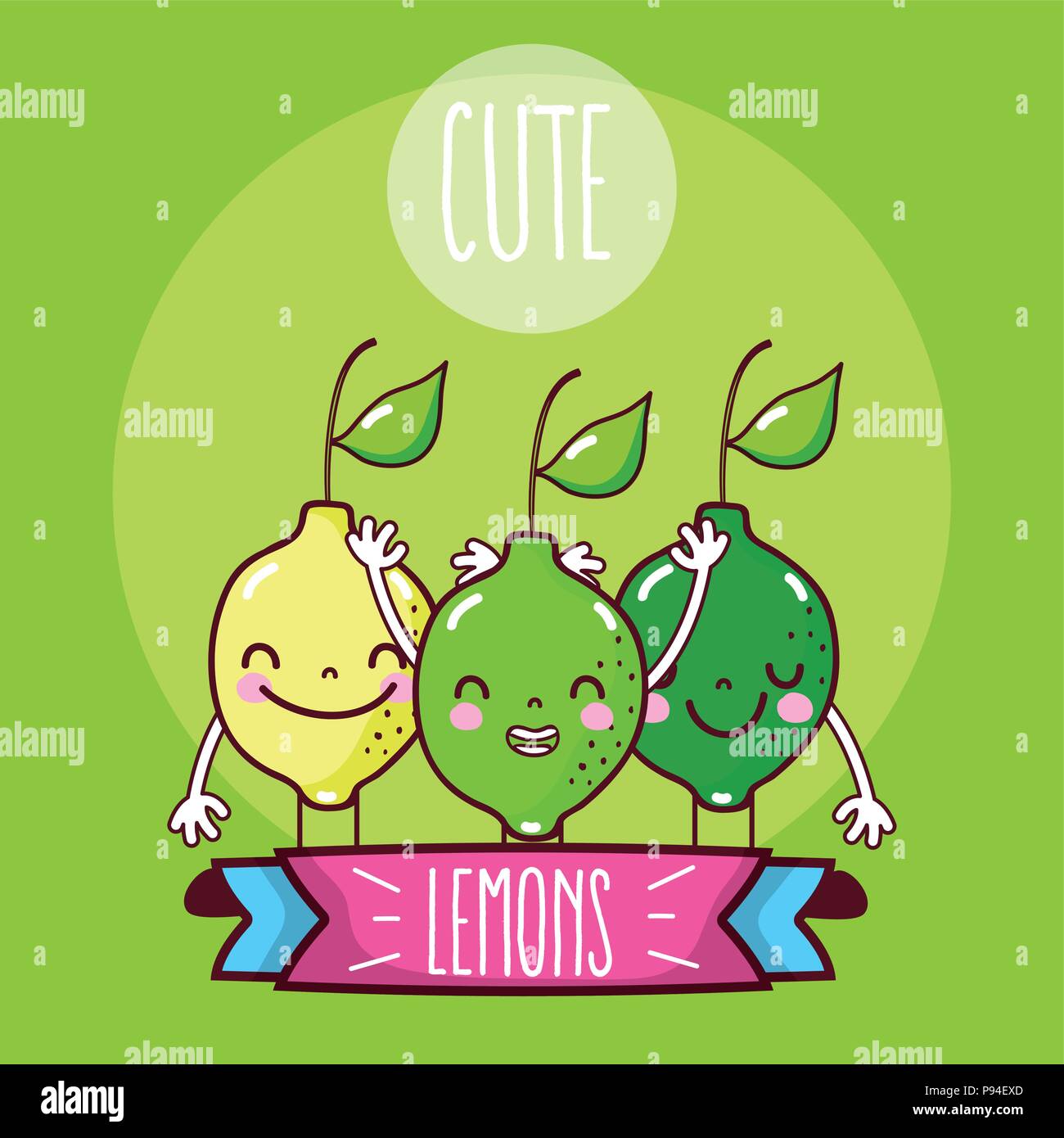 Cute and funny lemons friends cartoons vector illustration graphic ...