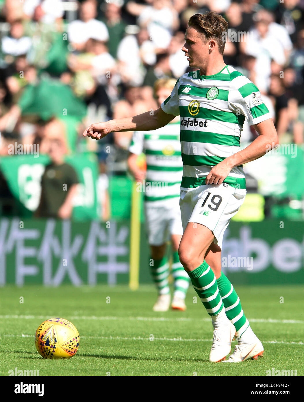 Celtic's Scott Allan in action during the pre-season match at Celtic ...