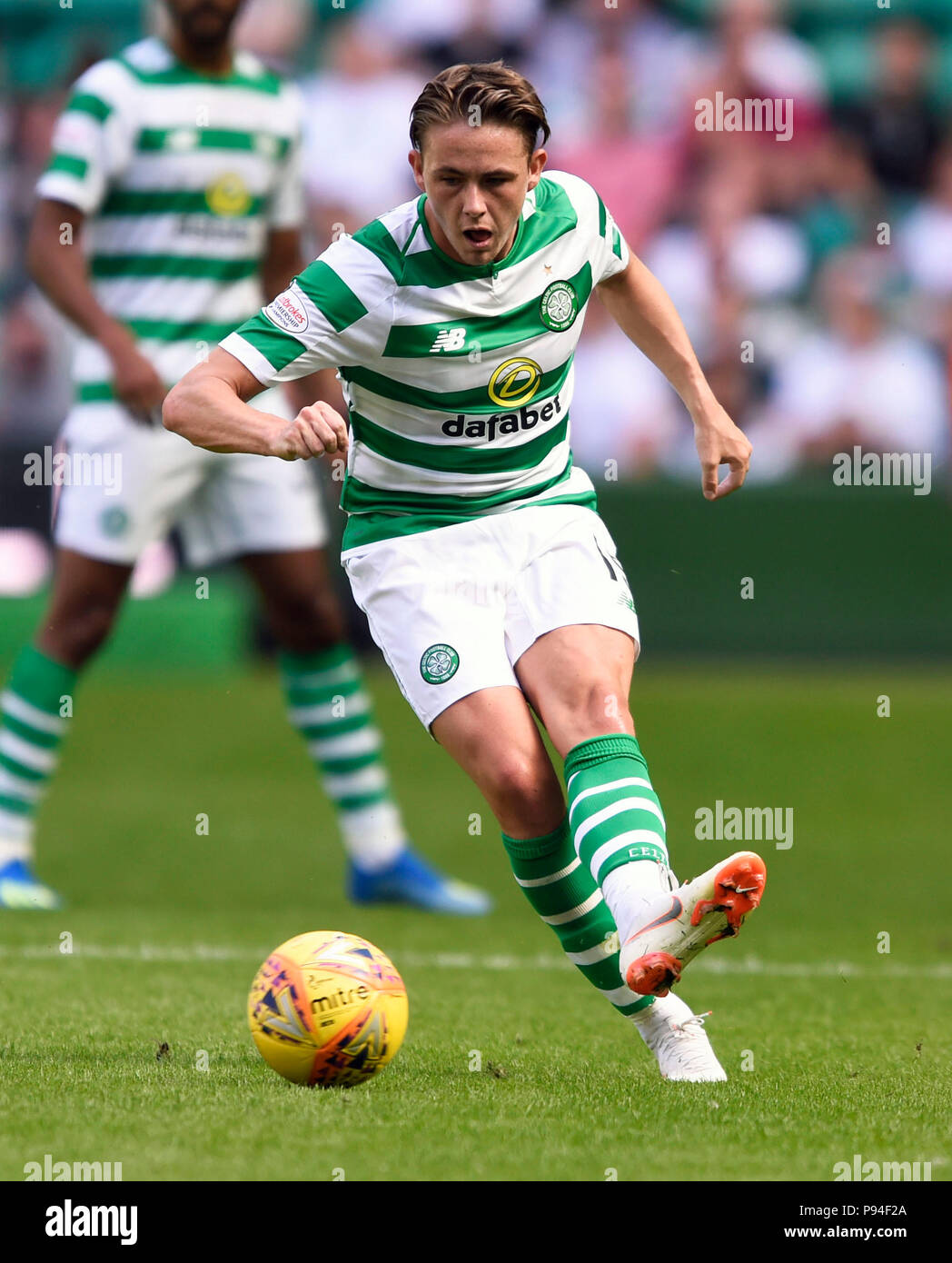 Celtic's Scott Allan in action during the pre-season match at Celtic ...