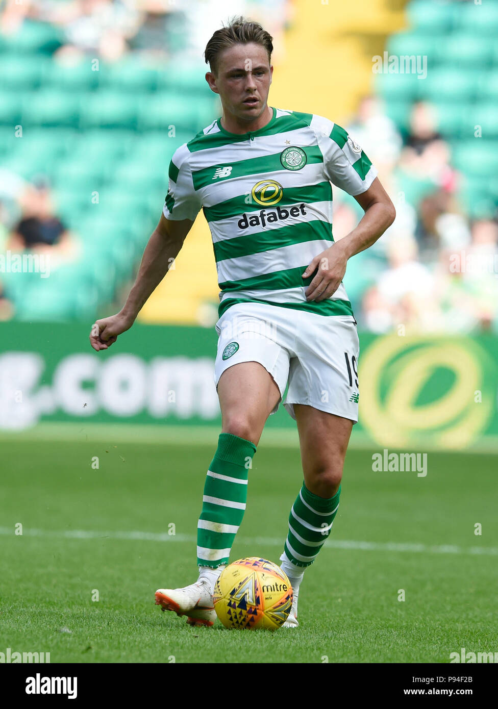 Celtic's Scott Allan in action during the pre-season match at Celtic ...