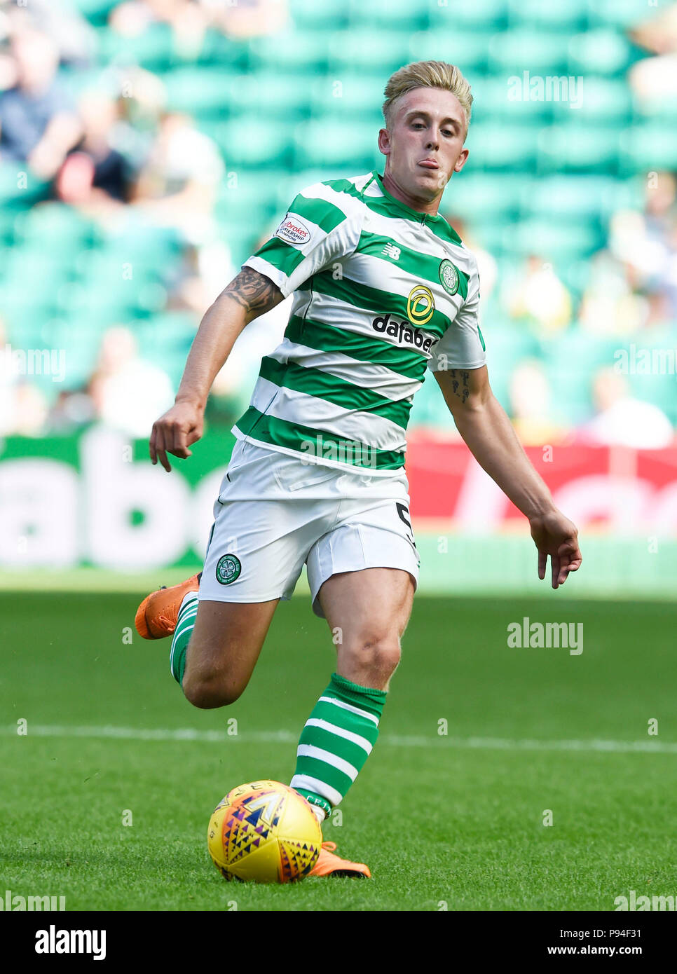 Celtic's Calvin Miller in action during the pre-season match at Celtic ...