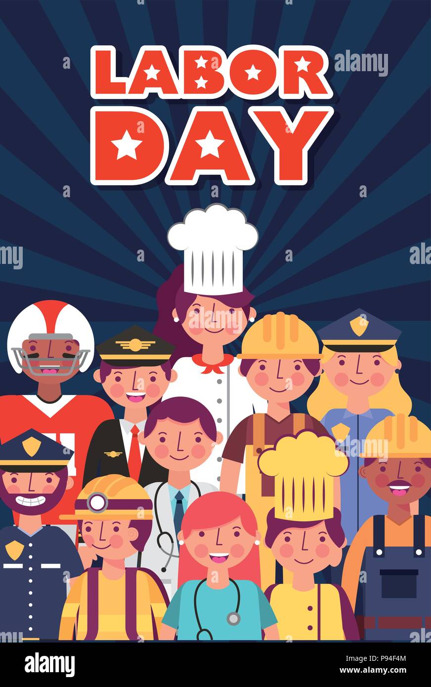 labor day card people professional jobs happy smiling vector ...