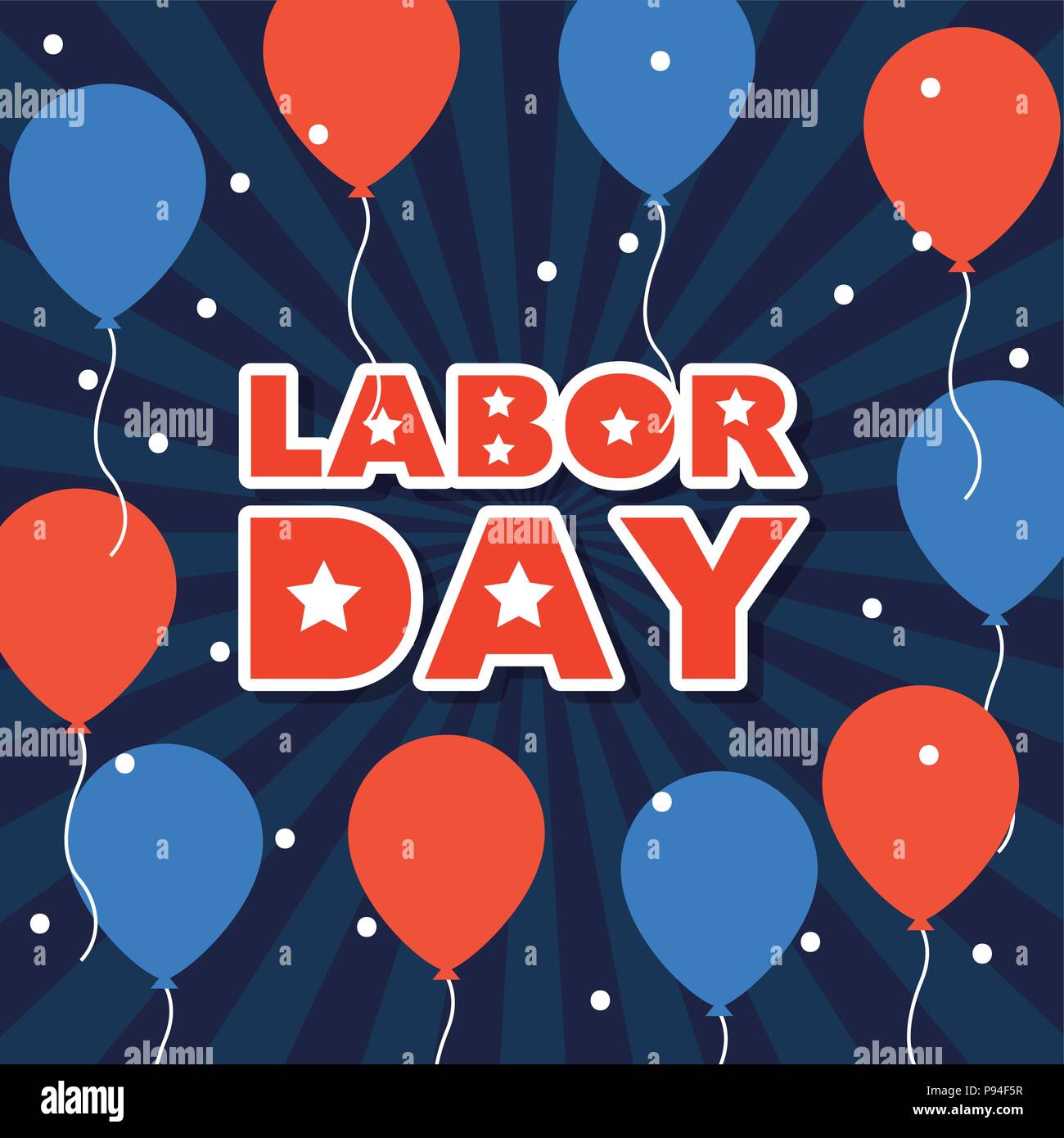labor day card colors confetti balloons celebrate background vector ...