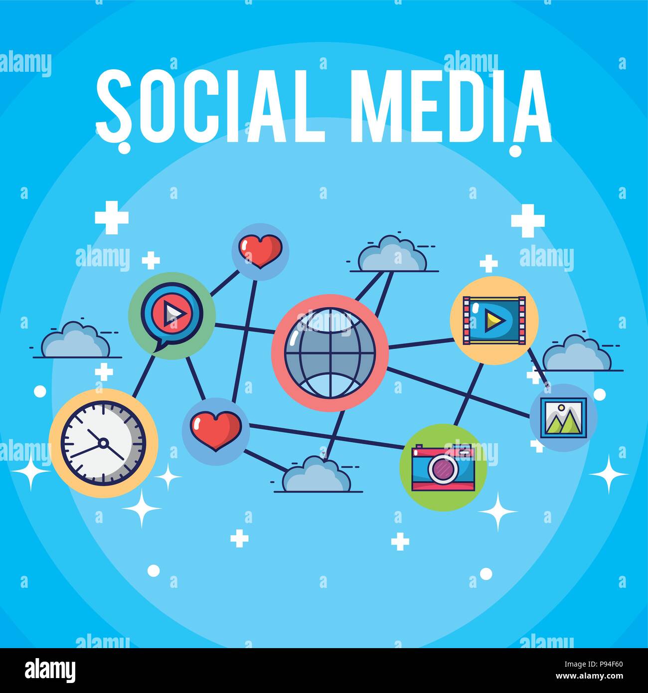 Social media cartoon Stock Vector Image & Art - Alamy