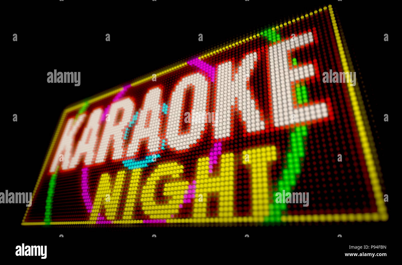 Karaoke night sign neon. Big illuminated letters built of light bulbs ...