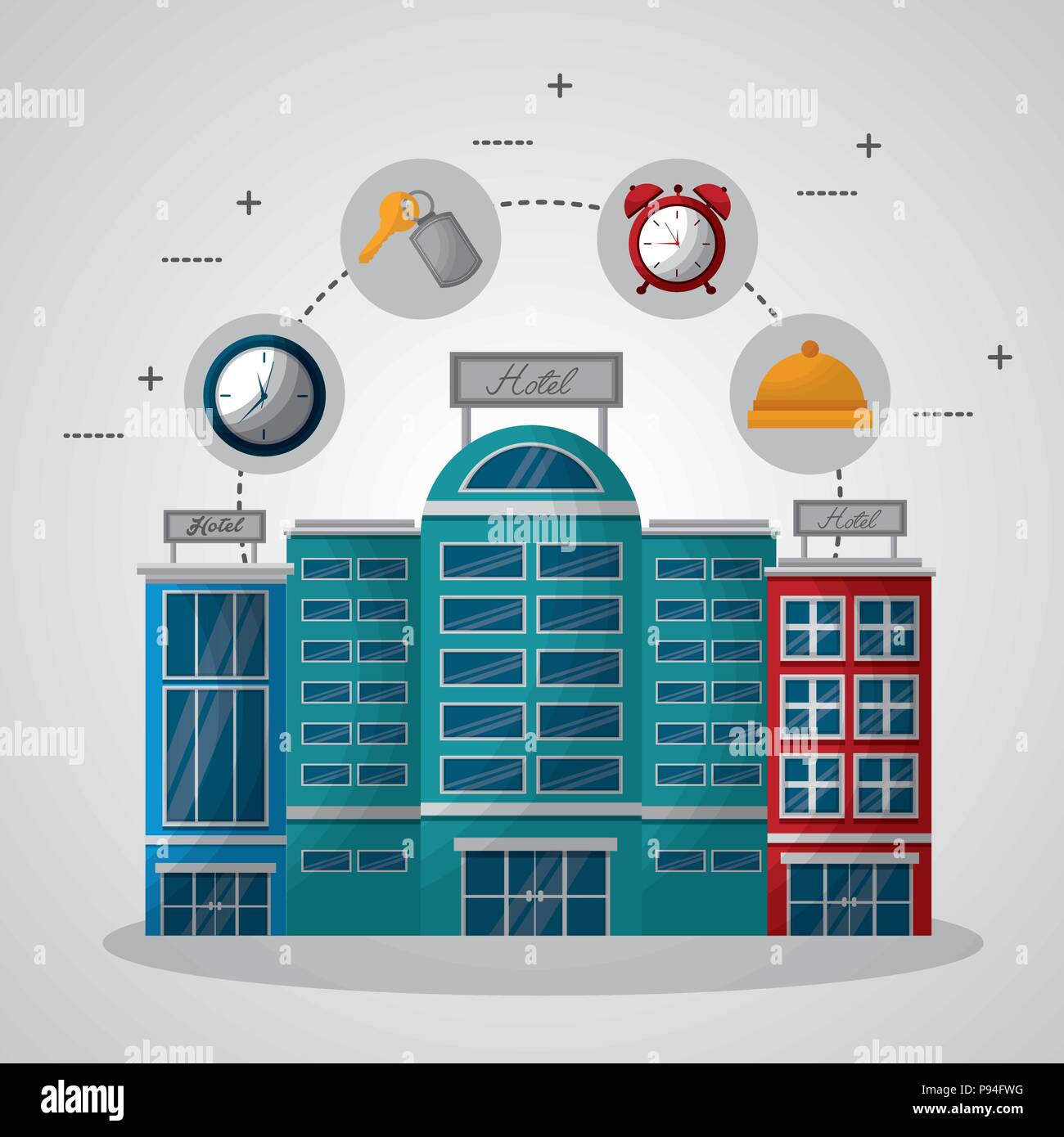 hotel building stickers key suit clock ring reception time service ...