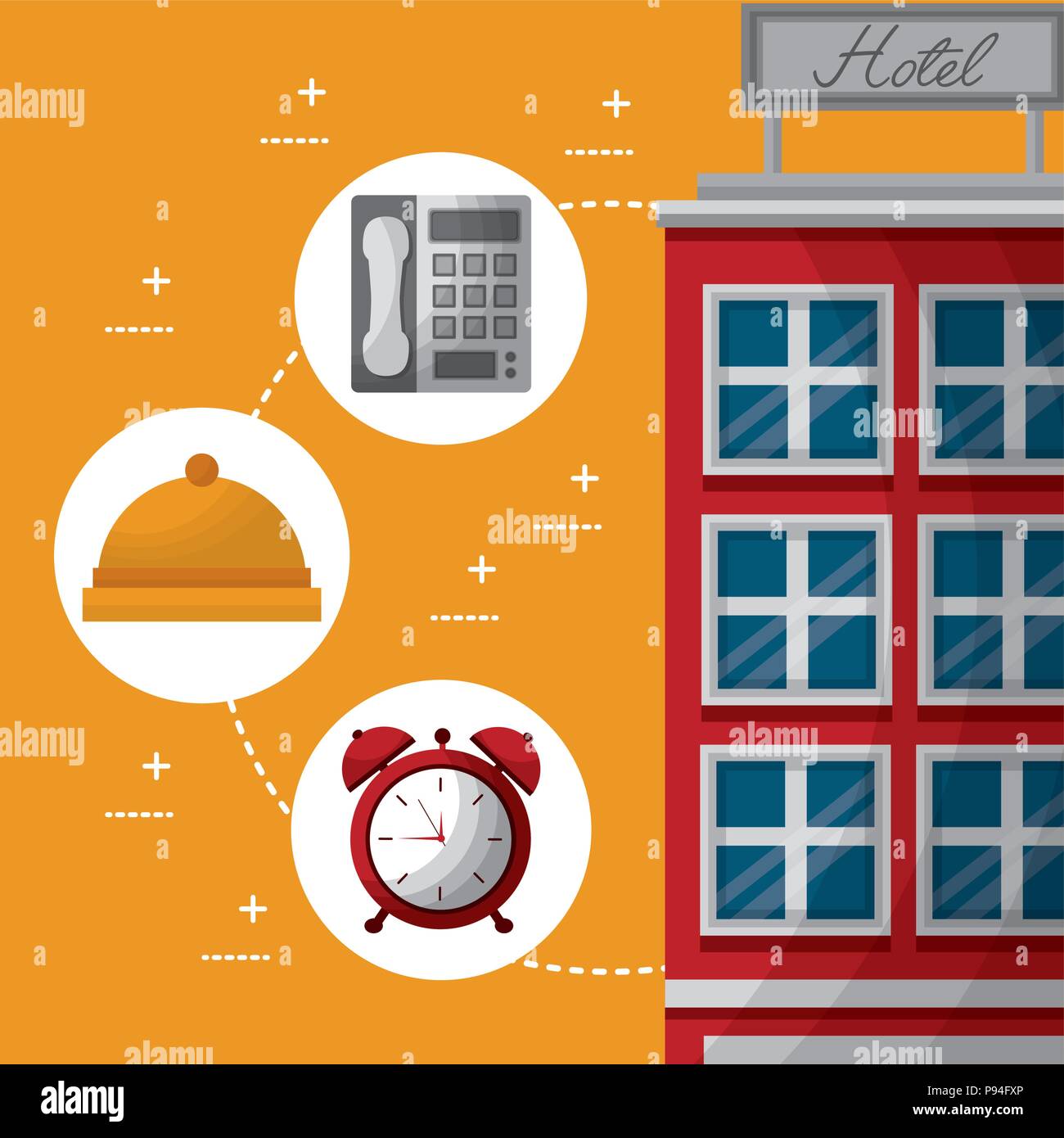 hotel building service connection stickers ring clock telephone ...