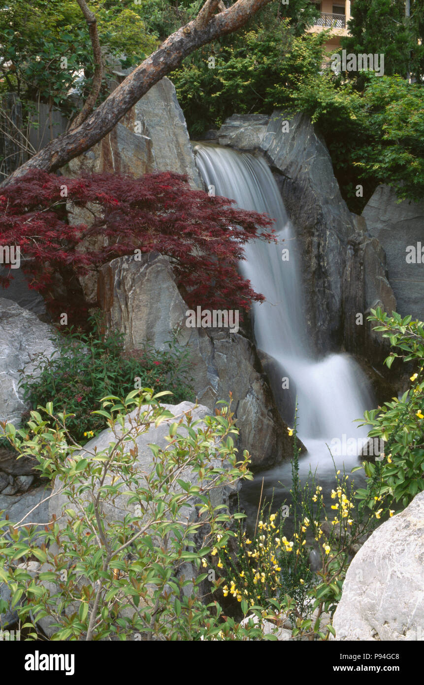 Waterfall in country garden Stock Photo - Alamy