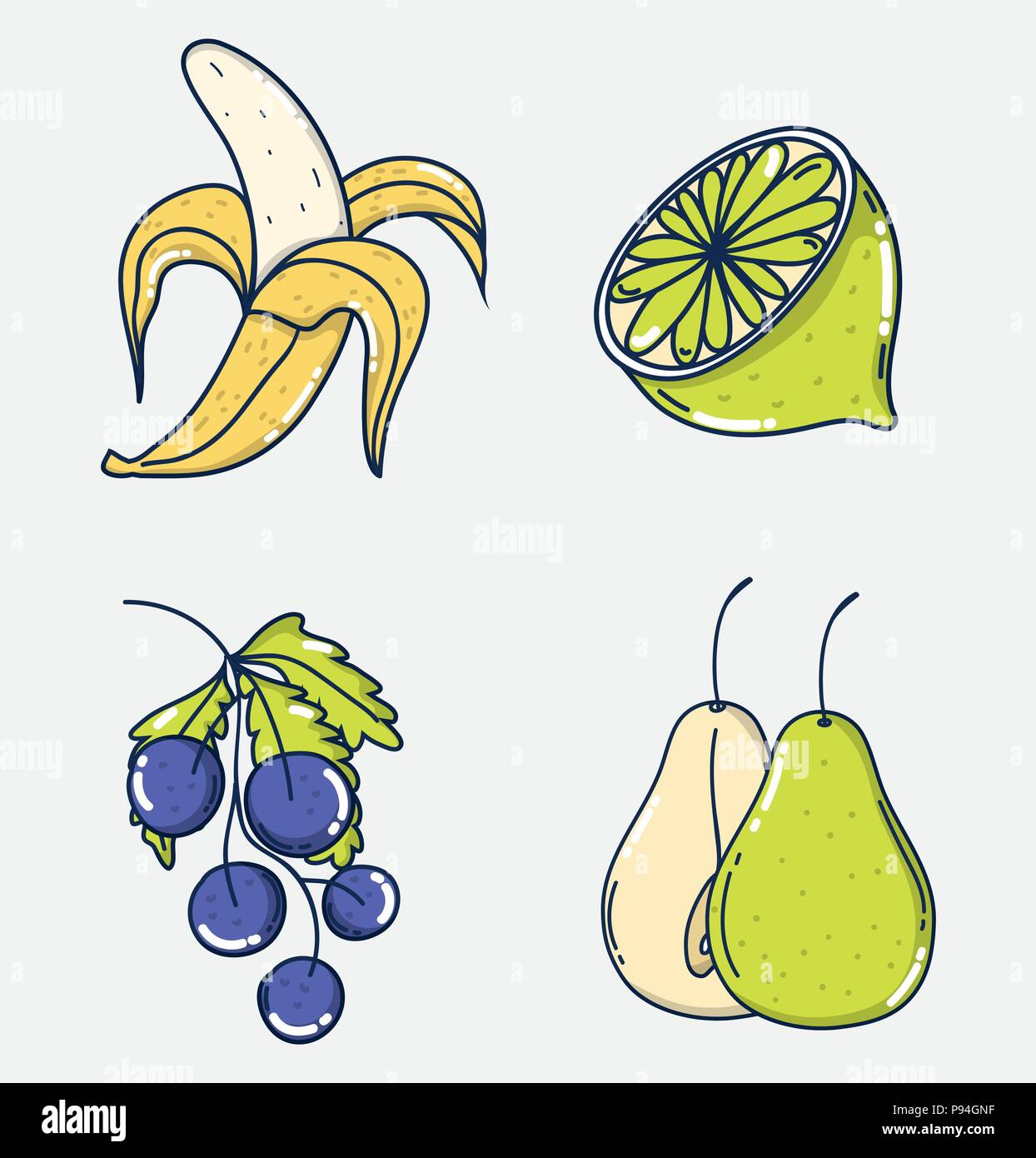 Set of fruits cartoons Stock Vector Image & Art - Alamy