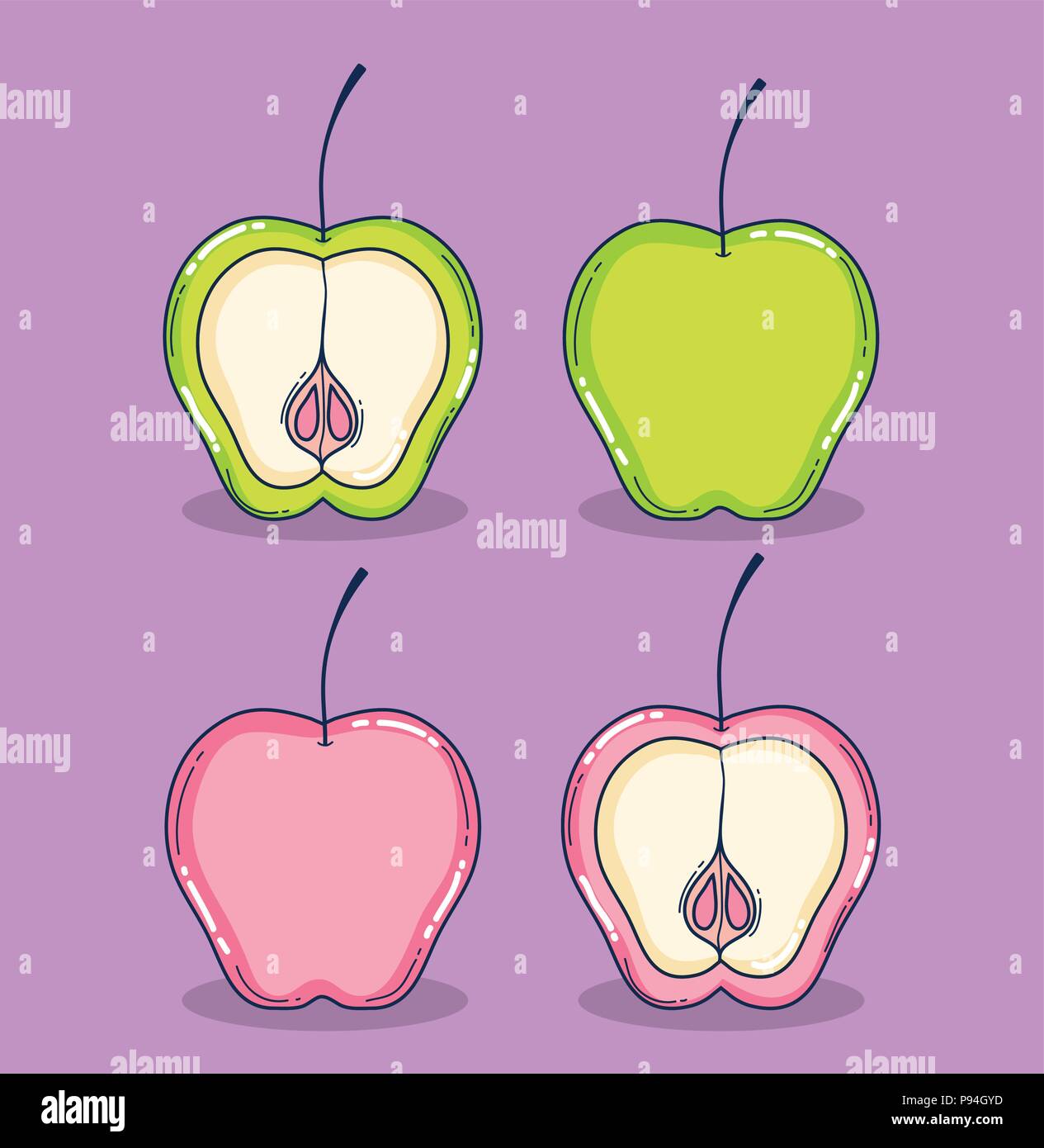 Set of apples fruit cartoon Stock Vector Image & Art - Alamy