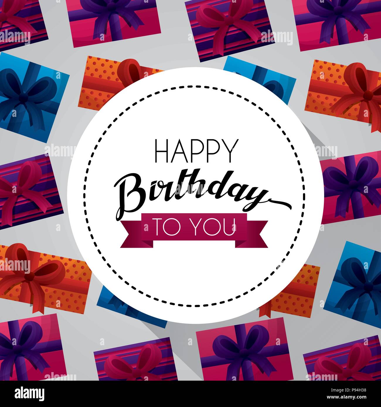 happy birthday card gift boxes sticker sign celebrate vector ...