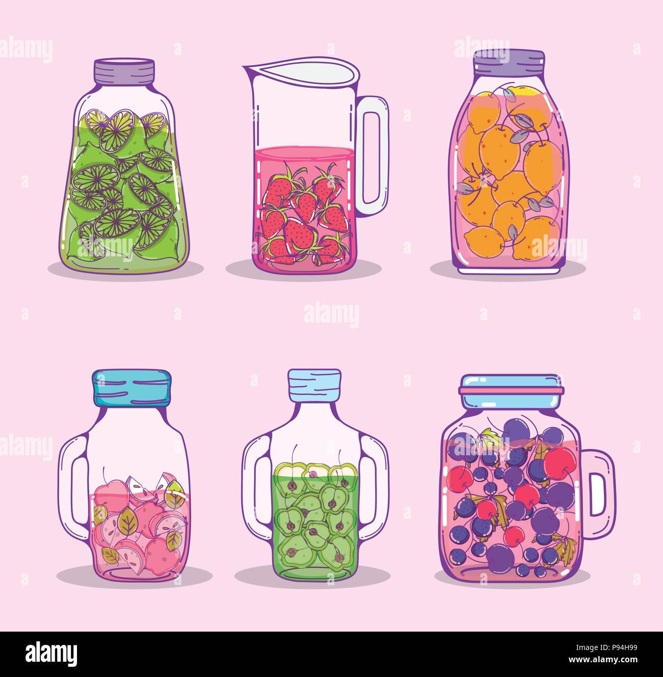 Set of juice mason jars Stock Vector Image & Art - Alamy