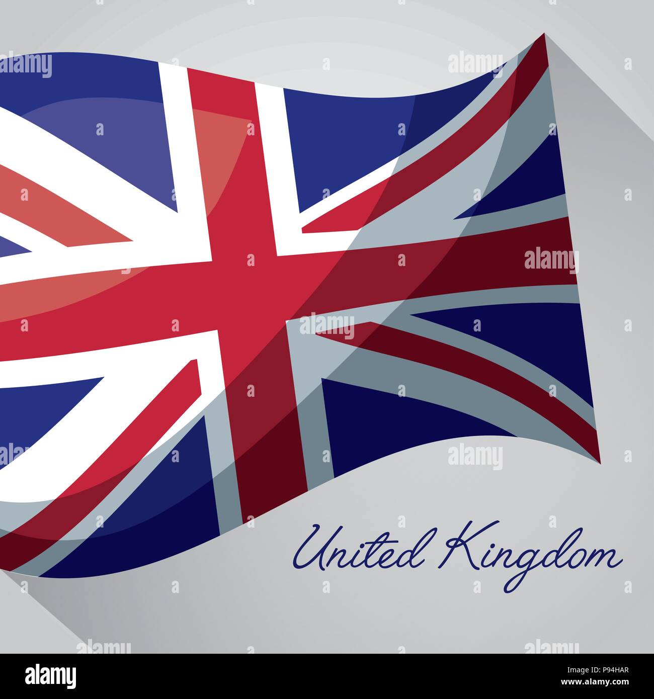 united kingdom country wave flag british shadow vector illustration ...