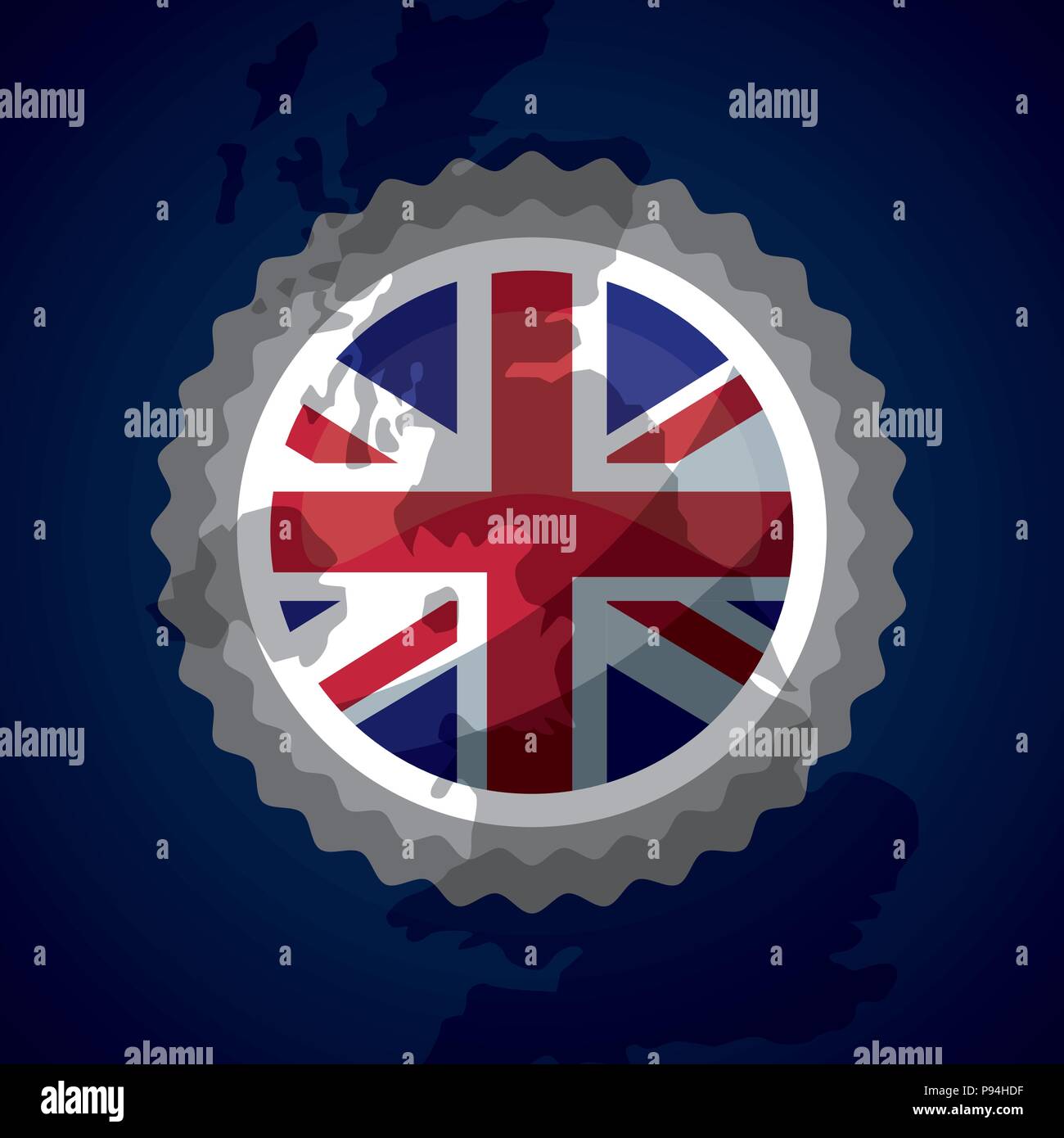 united kingdom country flag shadow map backgorund sticker vector ...