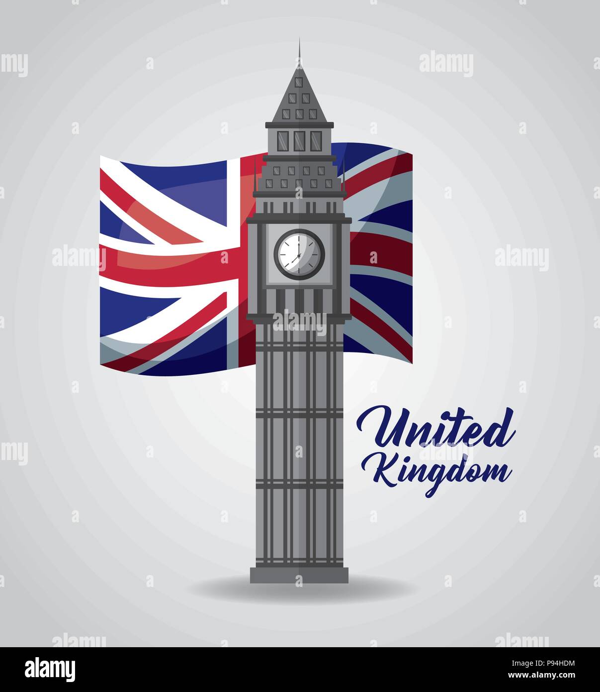 united kingdom places flag big ben sign vector illustration Stock ...