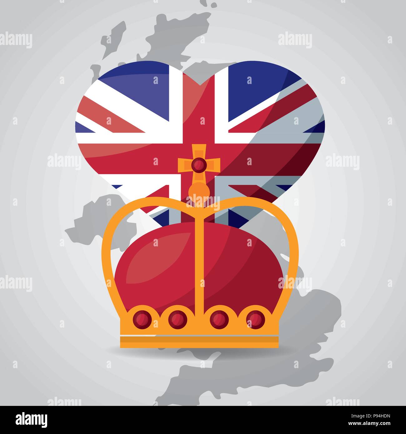 united kingdom places flag crown queen map background vector ...
