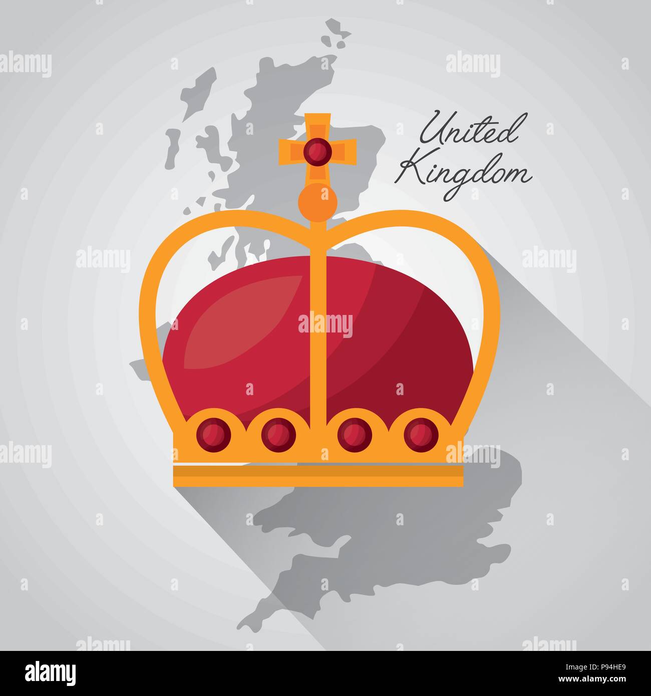 united kingdom country flag grunge map backgorund red crown vector ...