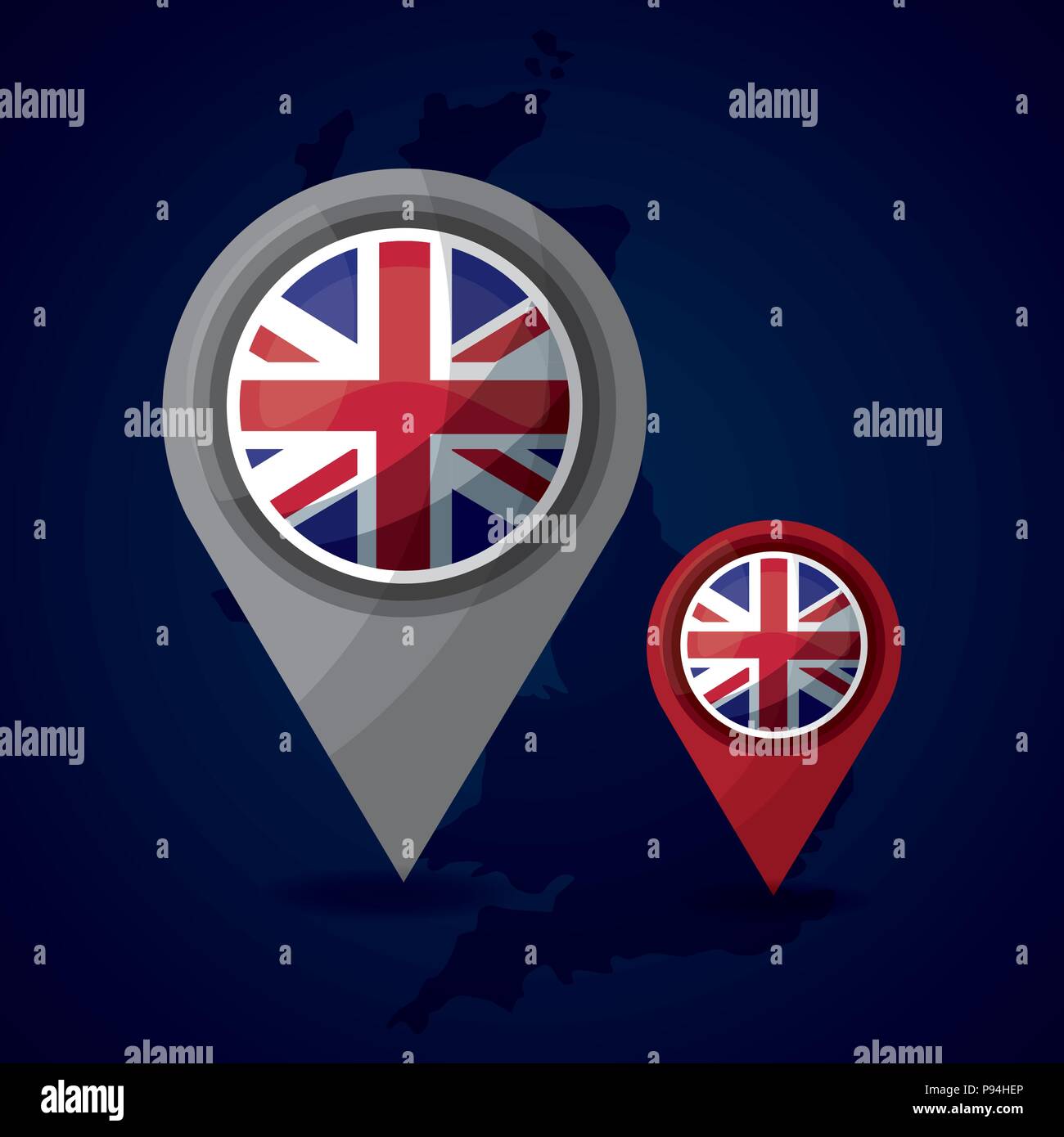 united kingdom locations map background london flag vector illustration ...