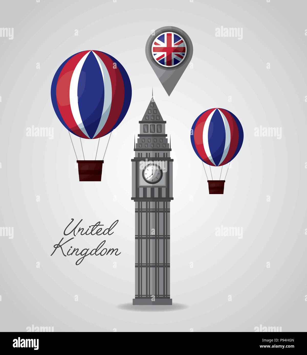 united kingdom hot air balloons location london big ben vector ...