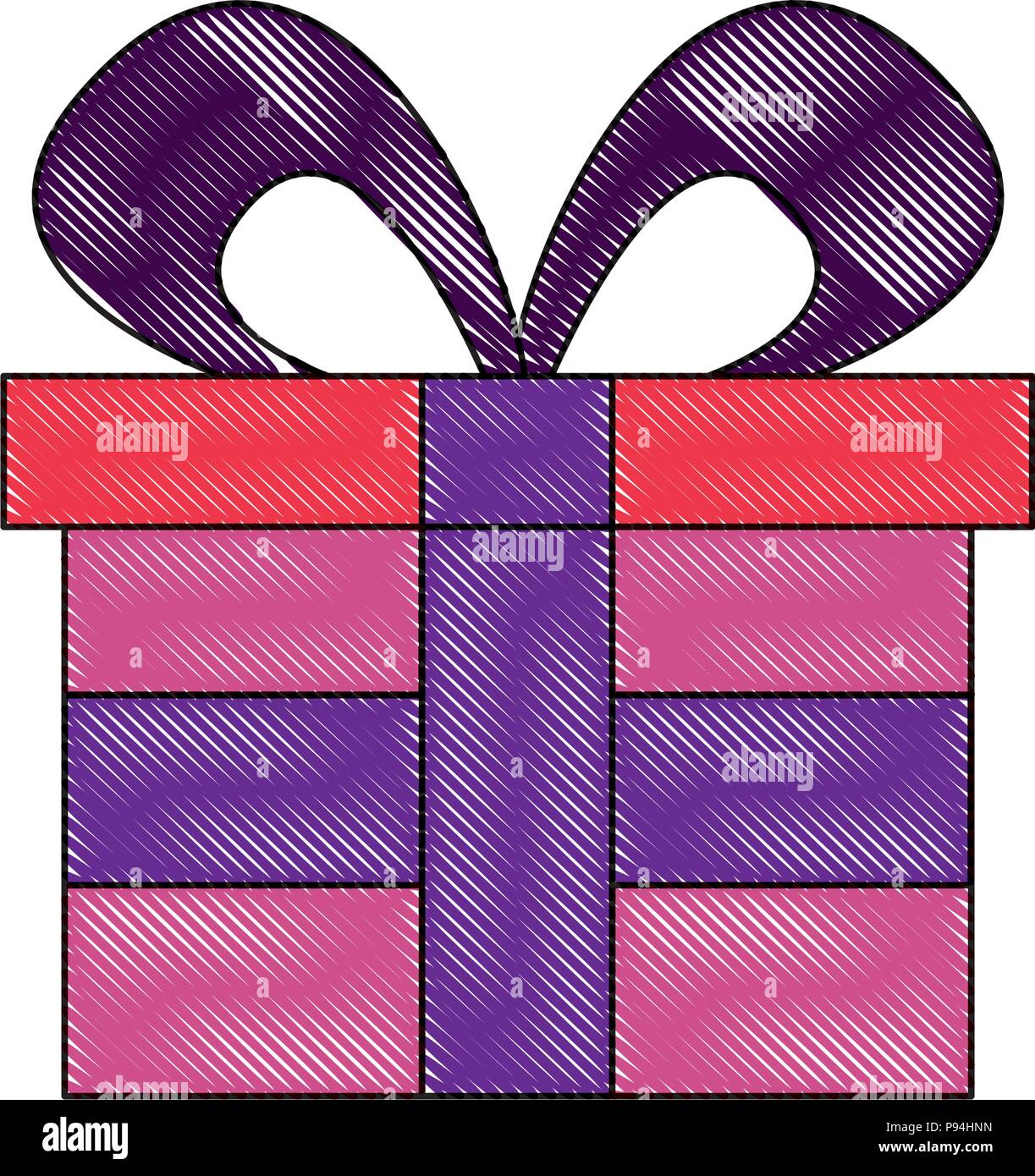 wrapped decorative gift box with bow ribbon vector illustration Stock ...