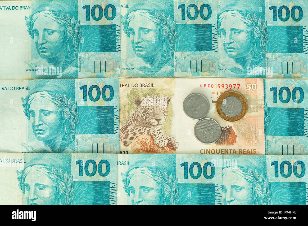Brazilian money, reais, high denominations Stock Photo - Alamy
