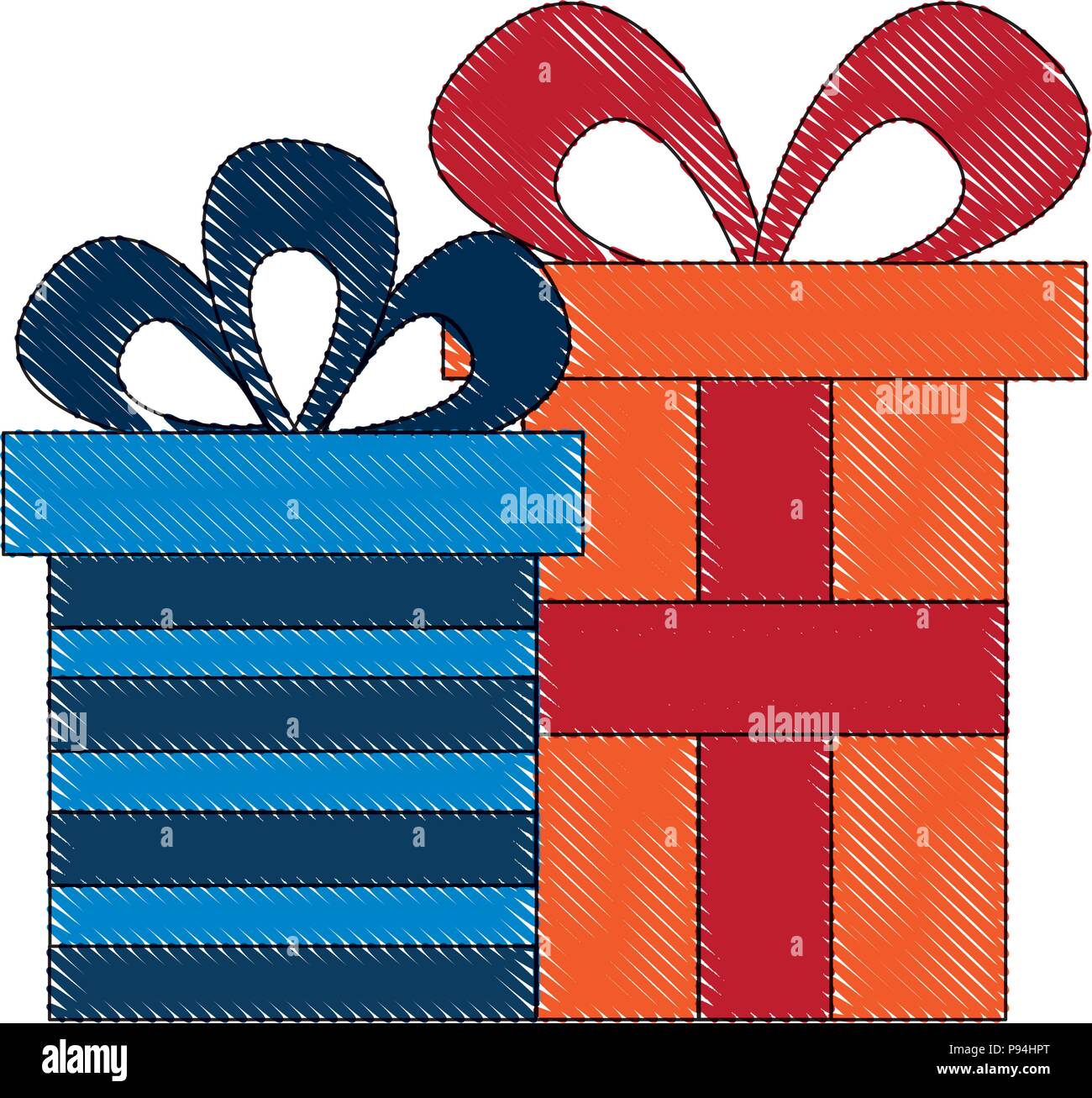 two birthday present boxes party celebration vector illustration Stock ...