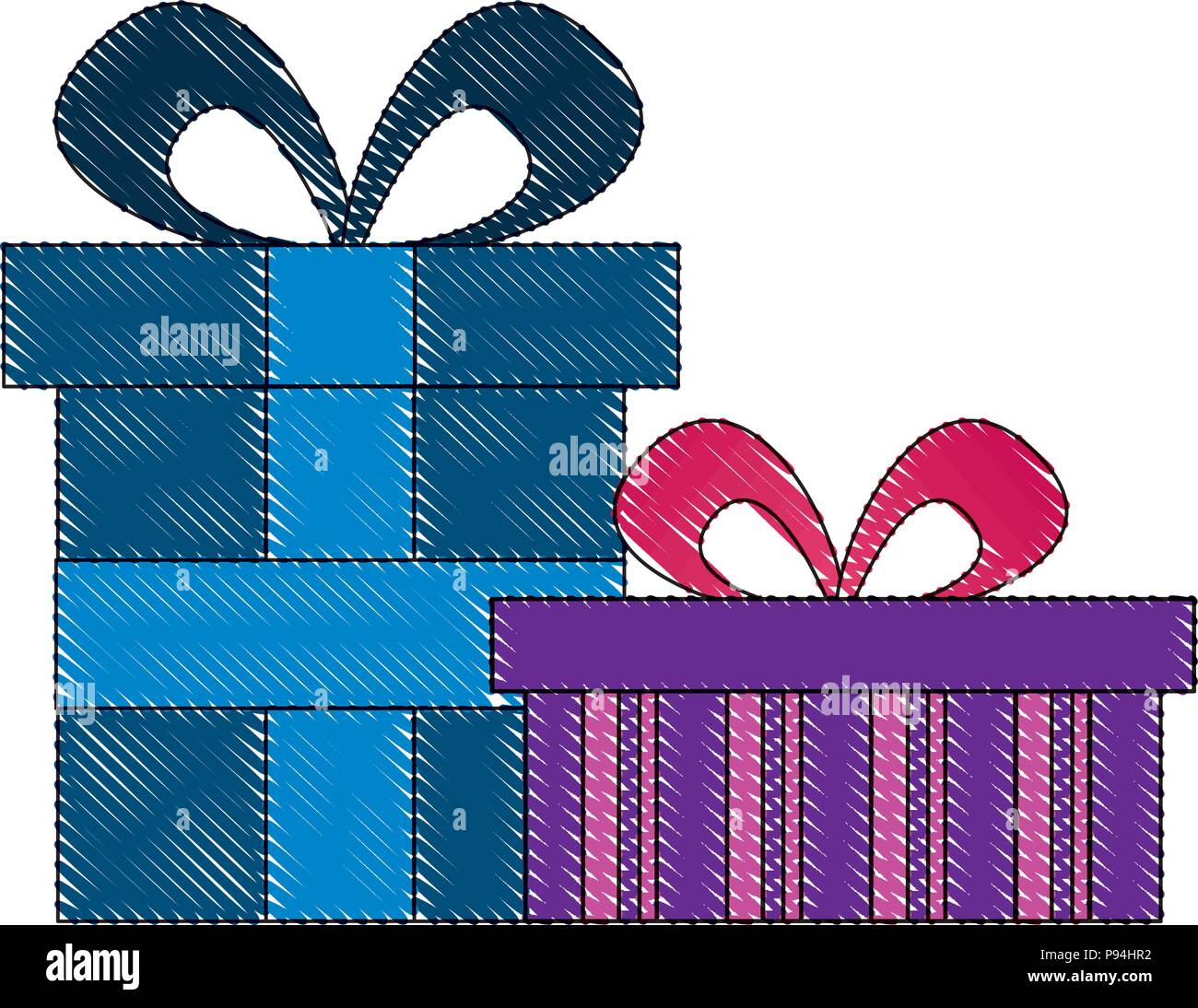 two birthday present boxes party celebration vector illustration Stock ...