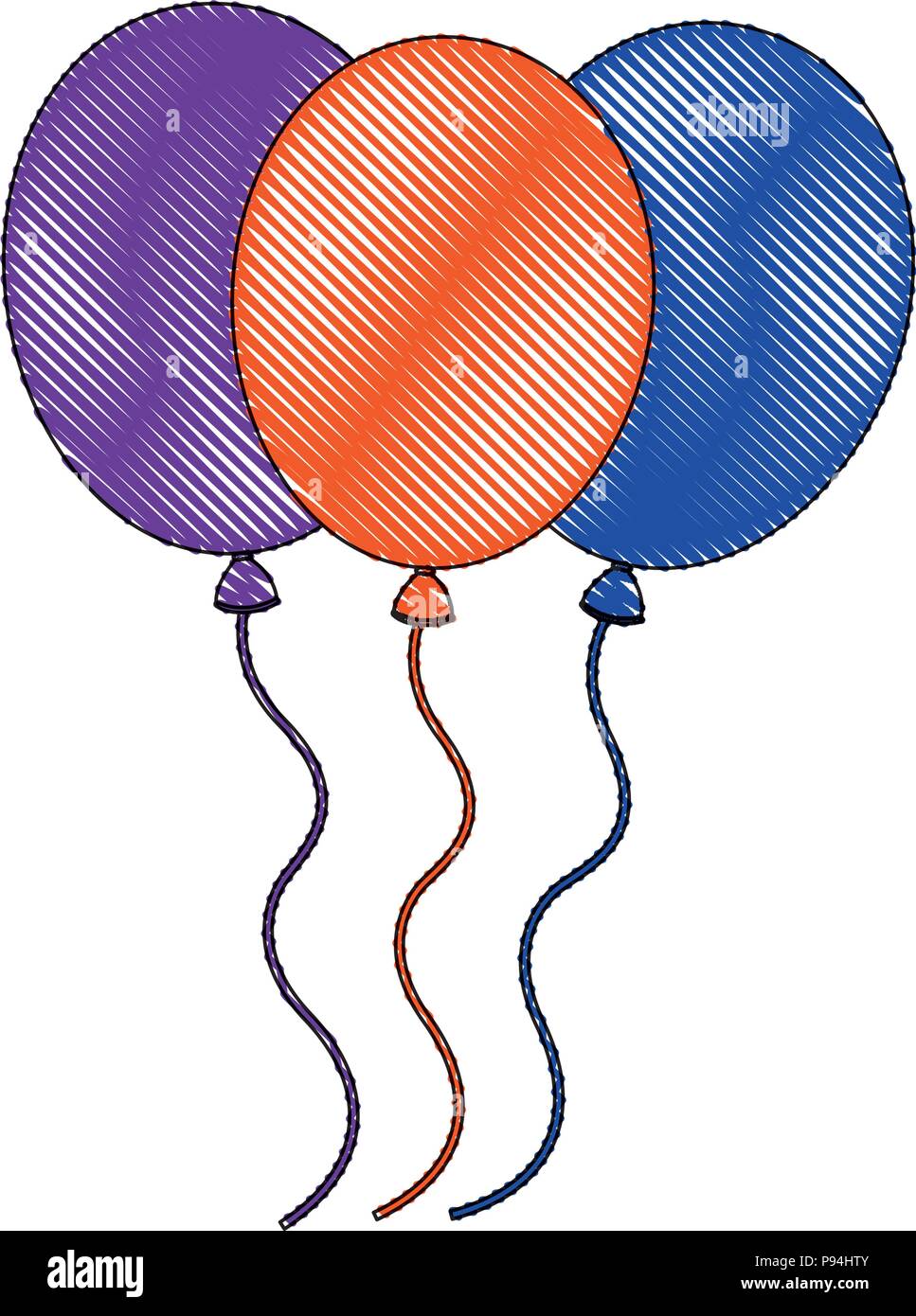 three balloons decoration celebration party vector illustration Stock ...
