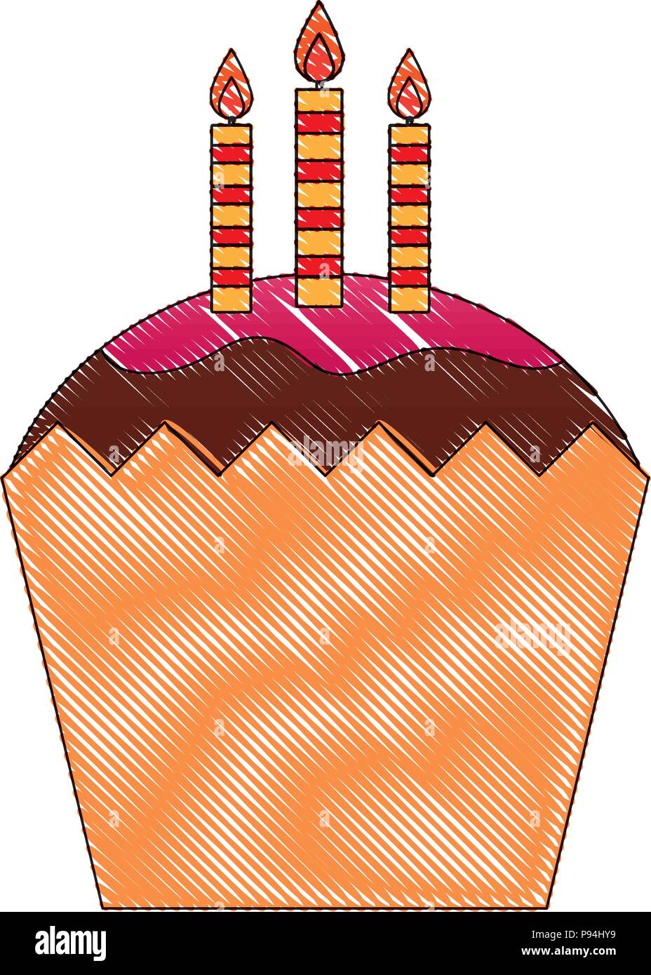 birthday cupcake with candle sweet pastry vector illustration Stock Vector Image & Art - Alamy