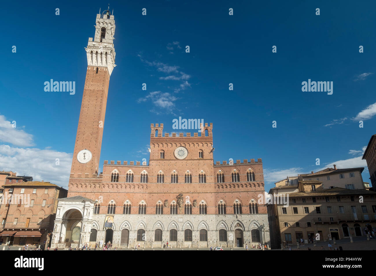 Historic buildings in Piazza del Campo in SIena, Tuscany, Italy, the ...