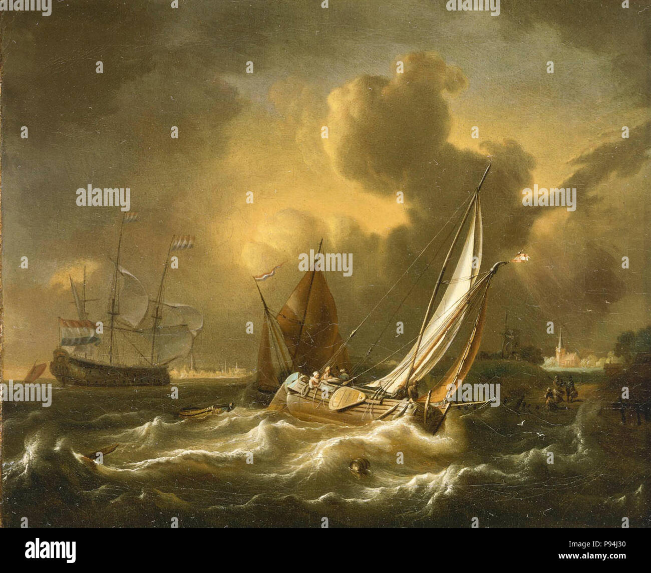 A Fishing Boat and other Vessels in a Squall Stock Photo - Alamy