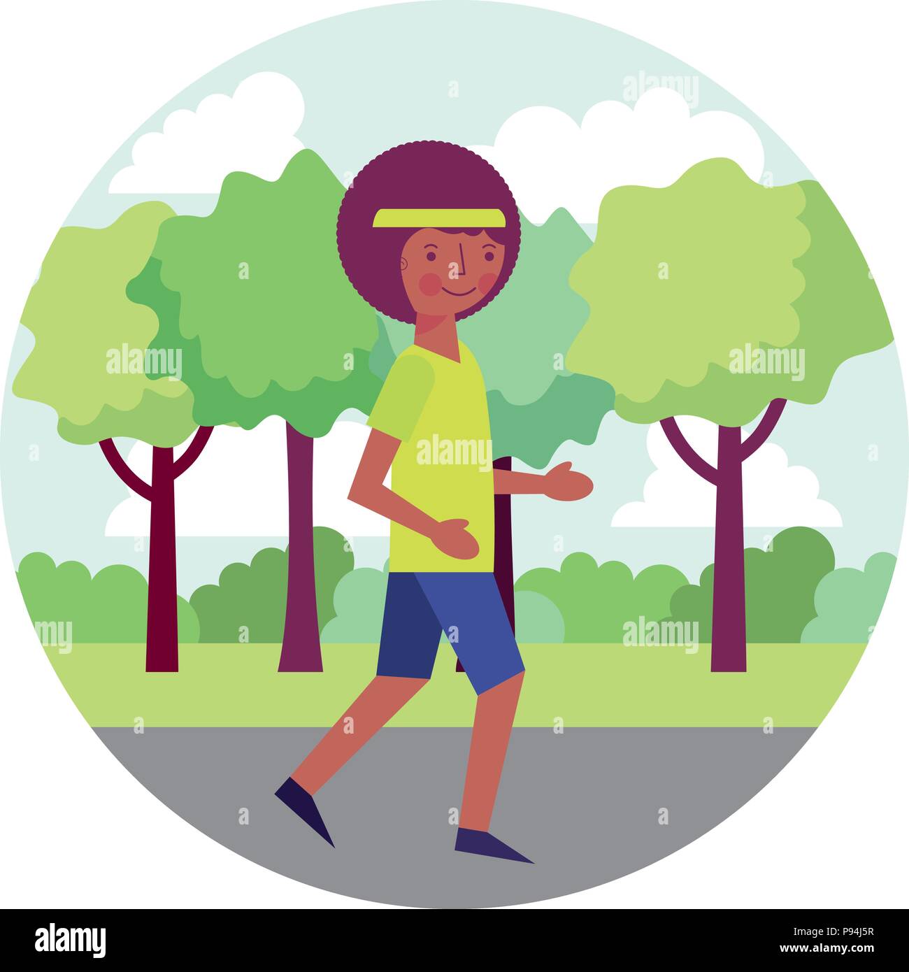 man athlete running with landscape vector illustration design Stock ...