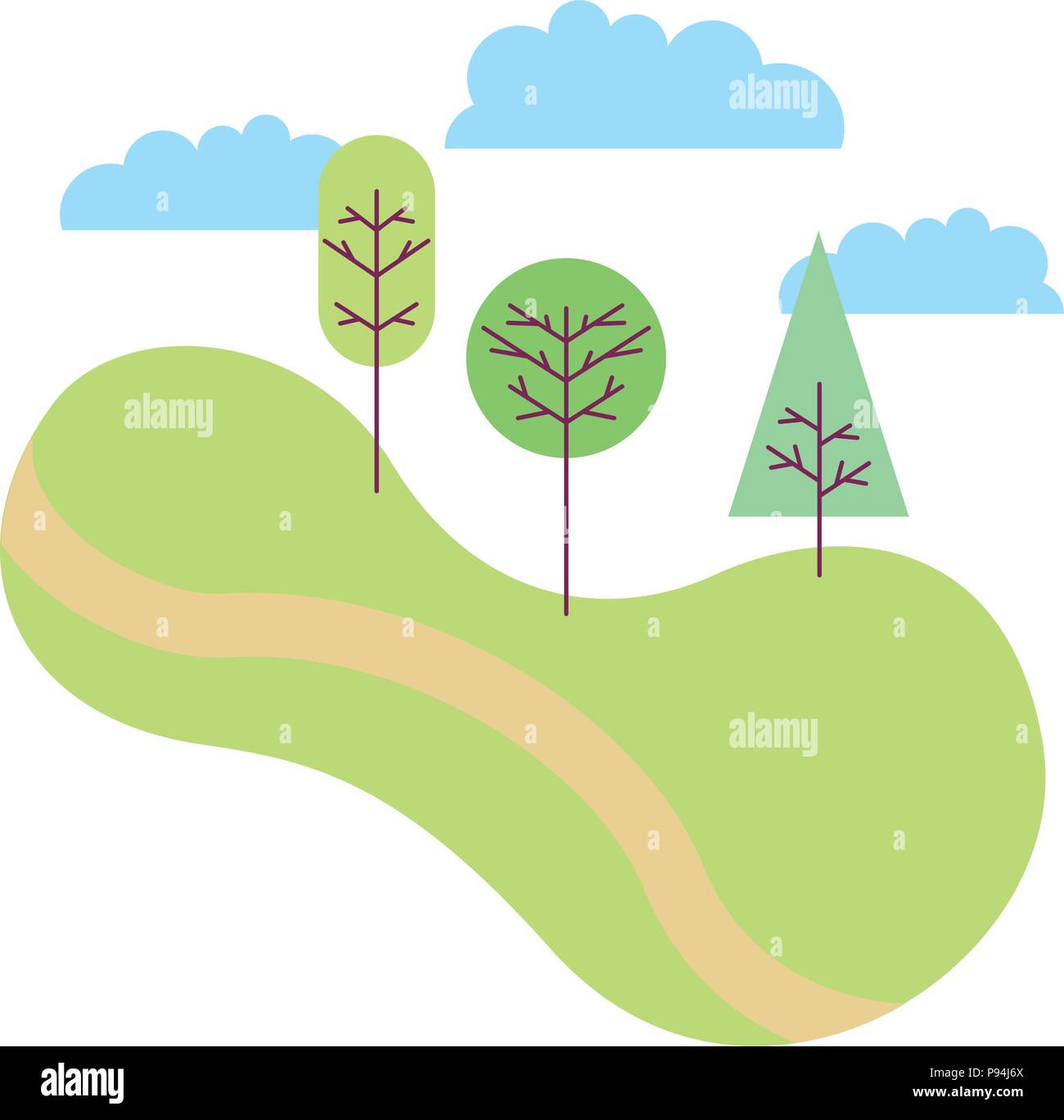 landscape with trees plants icon vector illustration design Stock ...