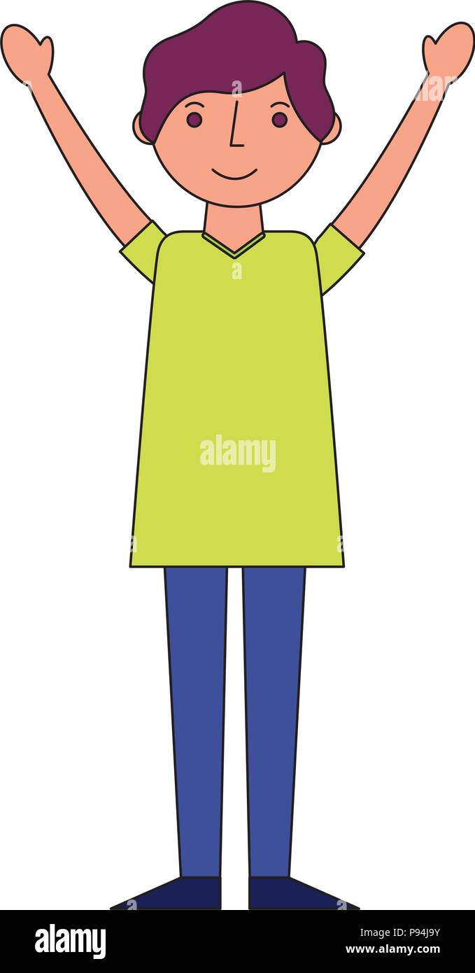 man character raised arms celebrating vector illustration Stock Vector ...