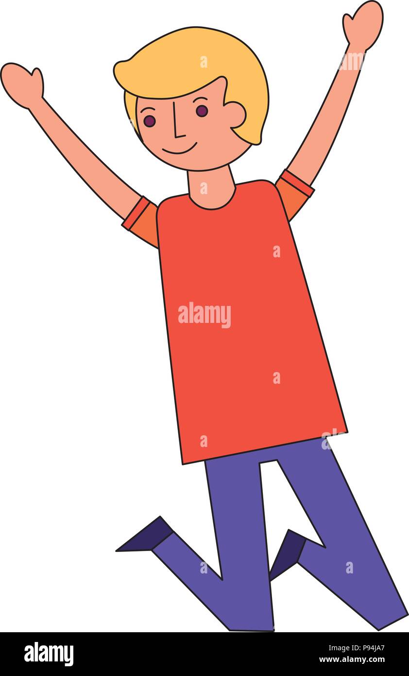 man character raised arms celebrating vector illustration Stock Vector ...