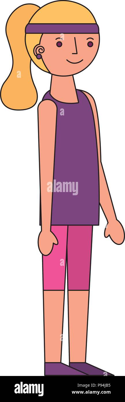 woman cartoon fitness activity in sportwear vector illustration Stock ...