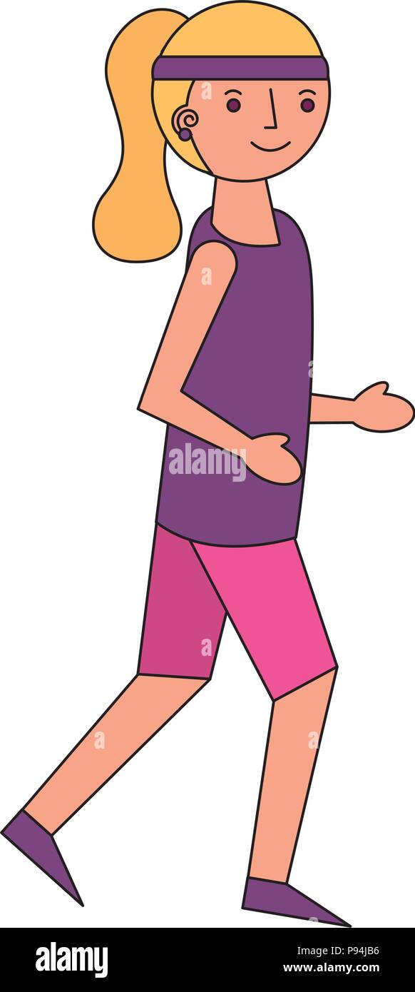 woman cartoon fitness activity in sportwear vector illustration Stock ...