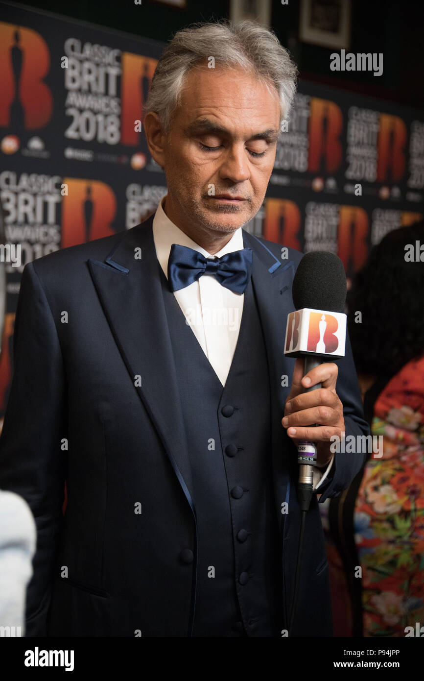 Andrea Bocelli receives award for Classic Brit Icon at the Classic Brit ...