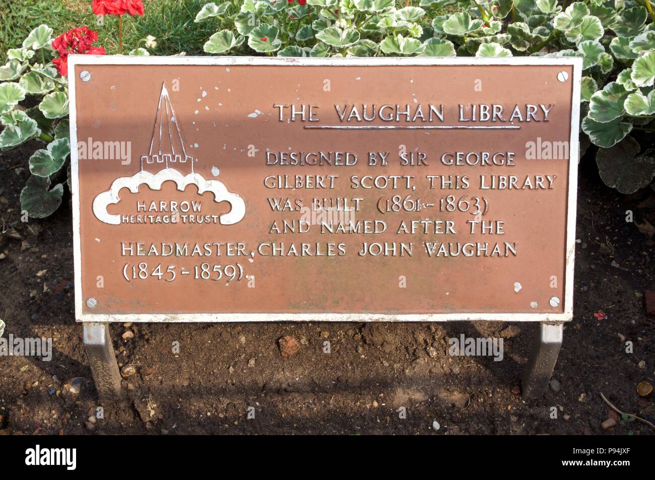 A Harrow heritage trust sign for the Vaughan Library, a part of Harrow ...