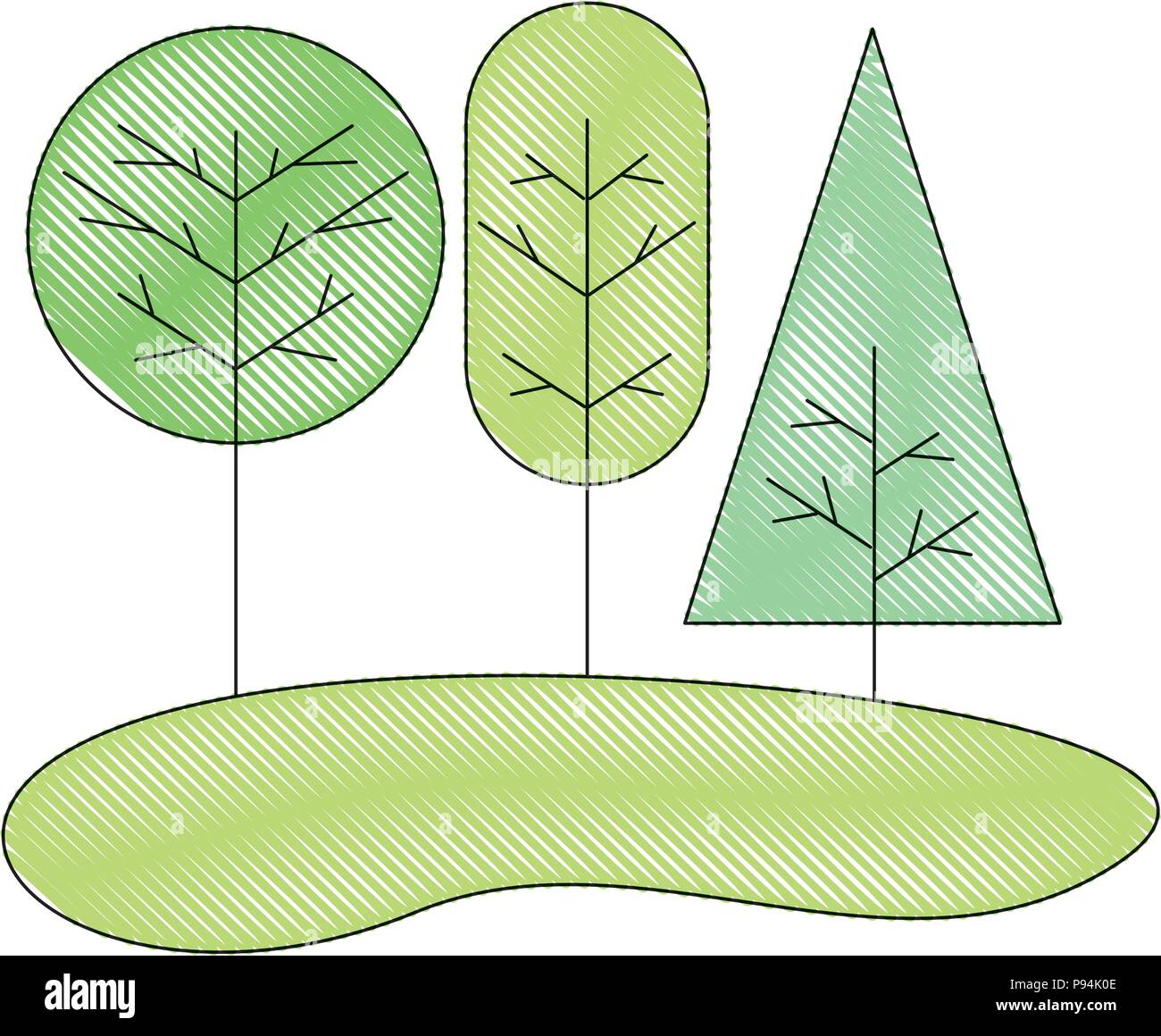 trees natural forest botanical image vector illustration drawing Stock ...