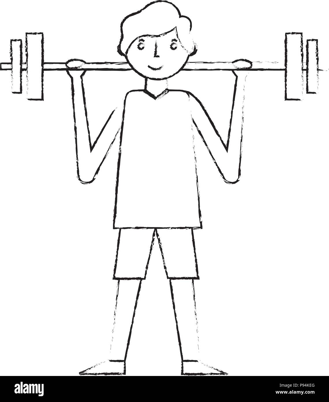 man athlete weight lifting character vector illustration design Stock ...