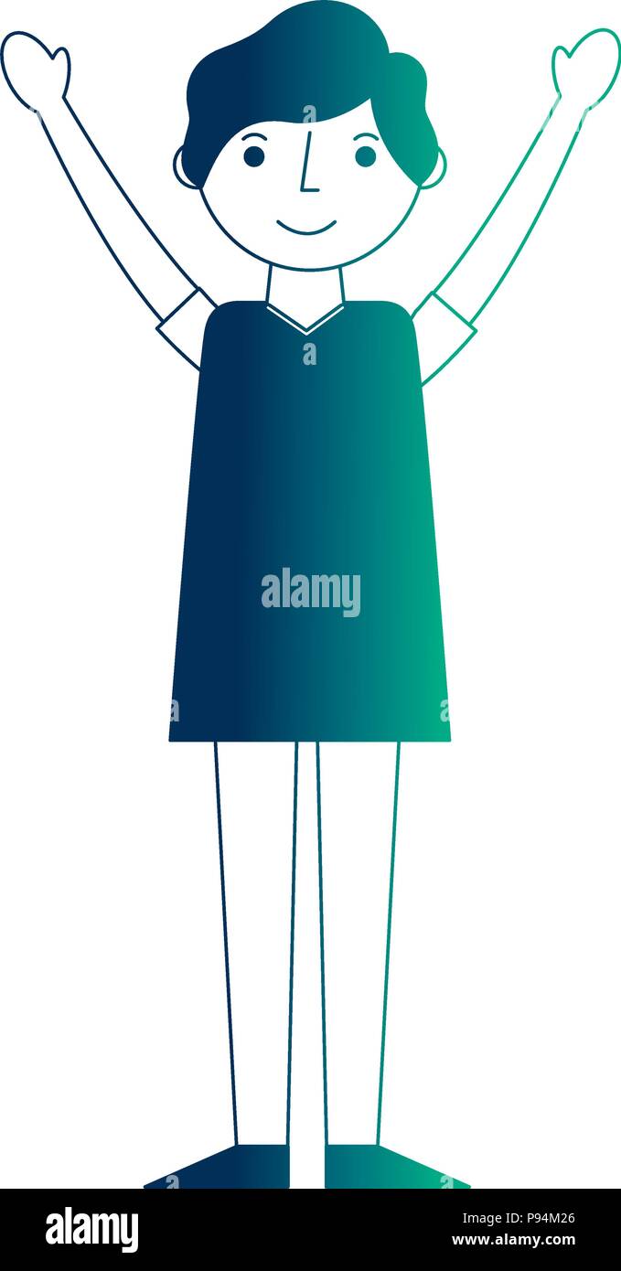 man character raised arms celebrating vector illustration neon design ...