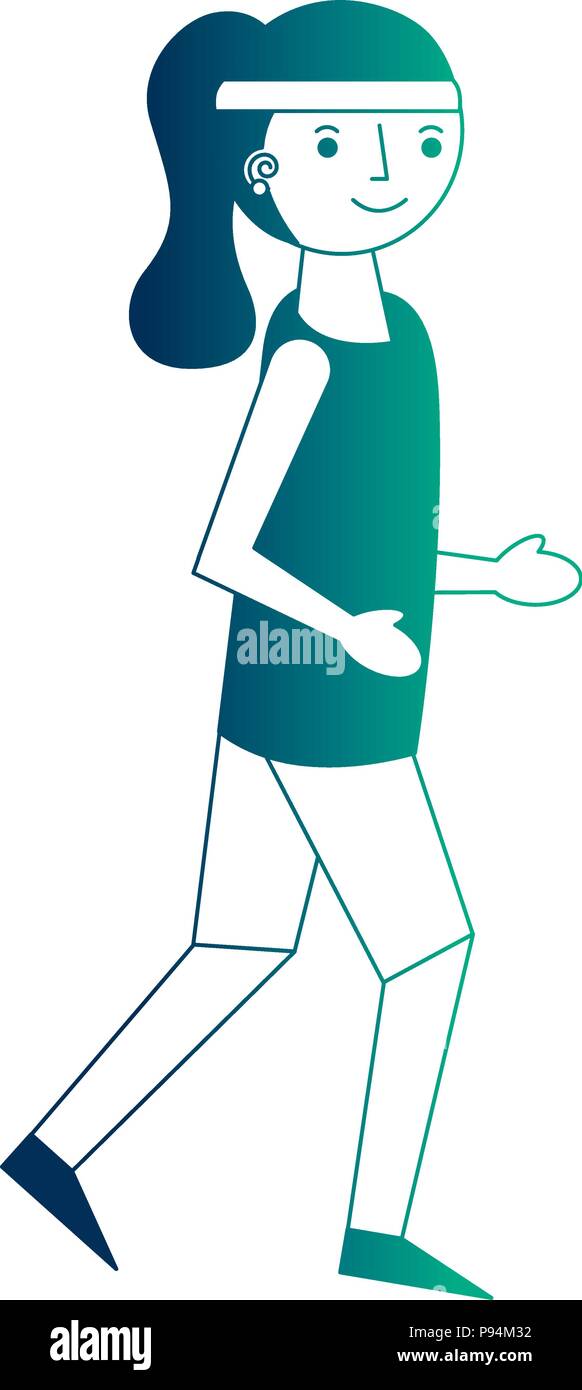 woman cartoon fitness activity in sportwear vector illustration neon ...